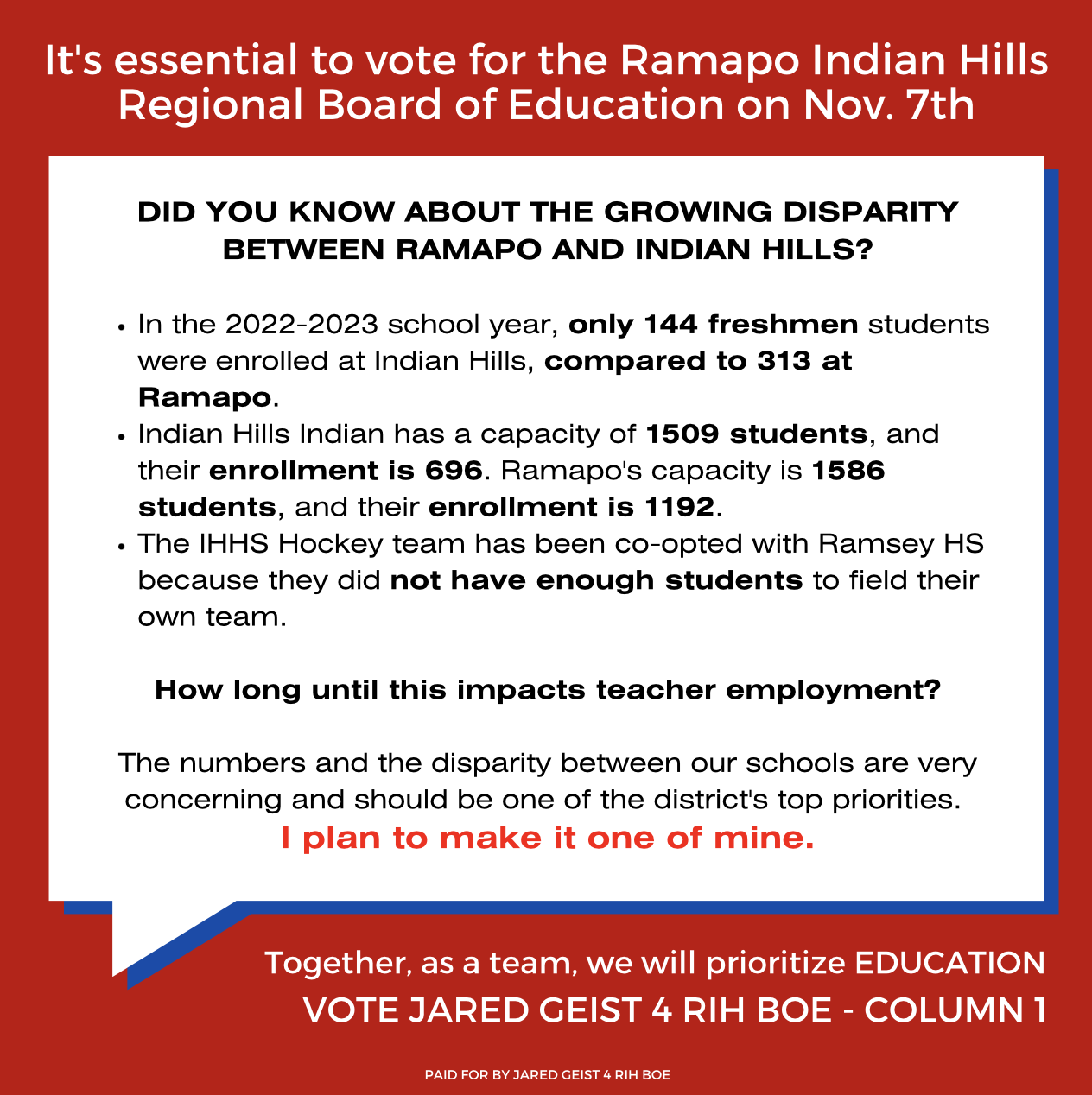 Jared Geist for Ramapo Indian Hills Board of Education